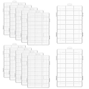 12 Pack Bulk 24 Grids Clear Plastic Organizer Box Tackle Organizer Box Crafts Storage Organizer Box with Removable Dividers Tackle Boxes for Fishing Tackle Storage Tackle Trays Jewelry DIY Parts Box