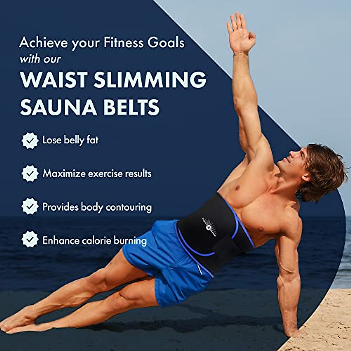 Waist Trimmer Ab Trainer, Weight Loss Sweat Wrap Sauna Belt for Women and Men. Waist Slimming, Stomach and Belly Fat Burner Black