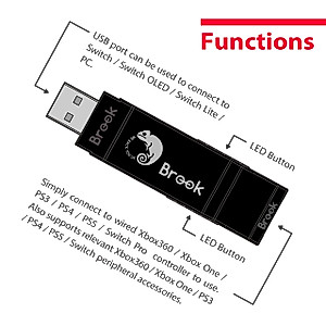 Brook Wingman NS Lite Converter- Support Xb Series X/S/One/360, PS5/PS4/PS3, Xb Elite 1/2, Switch Pro Controllers on Switch and PC(X-Input) Gaming Console, Supports Remap, Marco, and Adjustable Turbo