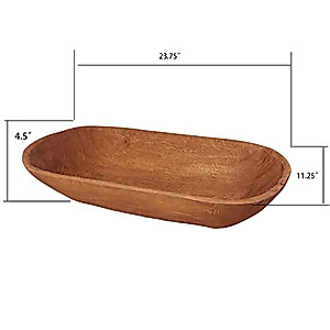 Athaliah Large Wooden Dough Bowls 23.75'',Hand Carved Rustic Long Wood Dough Bowl Wooden Decorative Bowl Farmhouse Large Wooden Bowls for Dining Table Centerpiece Decor