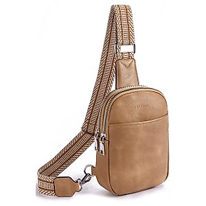 Telena Sling Bag for Women Vegan Leather Fanny Pack Crossbody Bags for Women Camel Brown