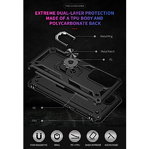 Dionsibei Military Grade Drop Impact for Oneplus 9 Case Oneplus 9 5G Case 360 Metal Rotating Ring Kickstand Holder Armor Heavy Duty Shockproof Case for Oneplus 9 Phone Case (Black)