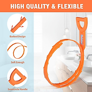 reliahom 10 Pack 27inch Long Drain Clog Remover, Drain Snake Clog Remover Tool Drain Cleaner Hair Clog Remover Sink Snake Drain Hair Catcher for Shower Kitchen Sink Bathroom Tub Sewer