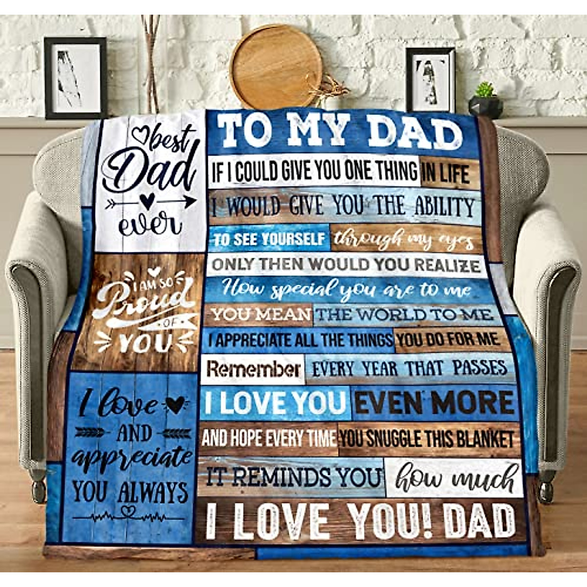 Dad Birthday Gifts for Dad from Daughter Son Best Christmas Dad Gifts Soft Throw Blanket Valentines Day Birthday Gifts for Dad for Bedding Sofa(Dad Gifts, 50 x 60 Inch)