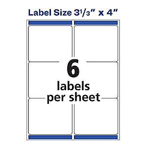 Avery Shipping Address Labels, Inkjet Printers, 600 Labels, 3-1/3x4 Labels, Permanent Adhesive, TrueBlock (8464)