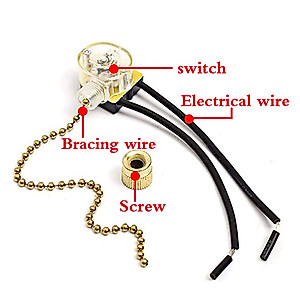 Akahttbn Ceiling Fan Light Switch Zing Ear ZE-109 Two-Wire Light Switch with Pull Cords for Ceiling Light Fans Lamps and Wall Lights Pull Chain Switch Control Replacement On-Off,2 Pcs Bronze