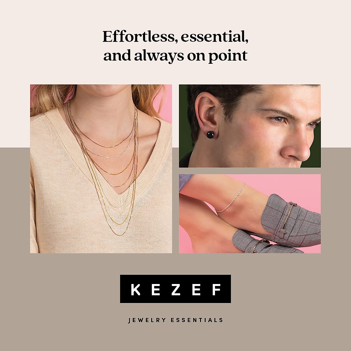 KEZEF 925 Sterling Silver Necklace for Women | Thin 0.7mm 18k Gold plated, Rose Gold chain for women, Silver chain necklace jewelry | cadena de plata 925 para hombre mujer