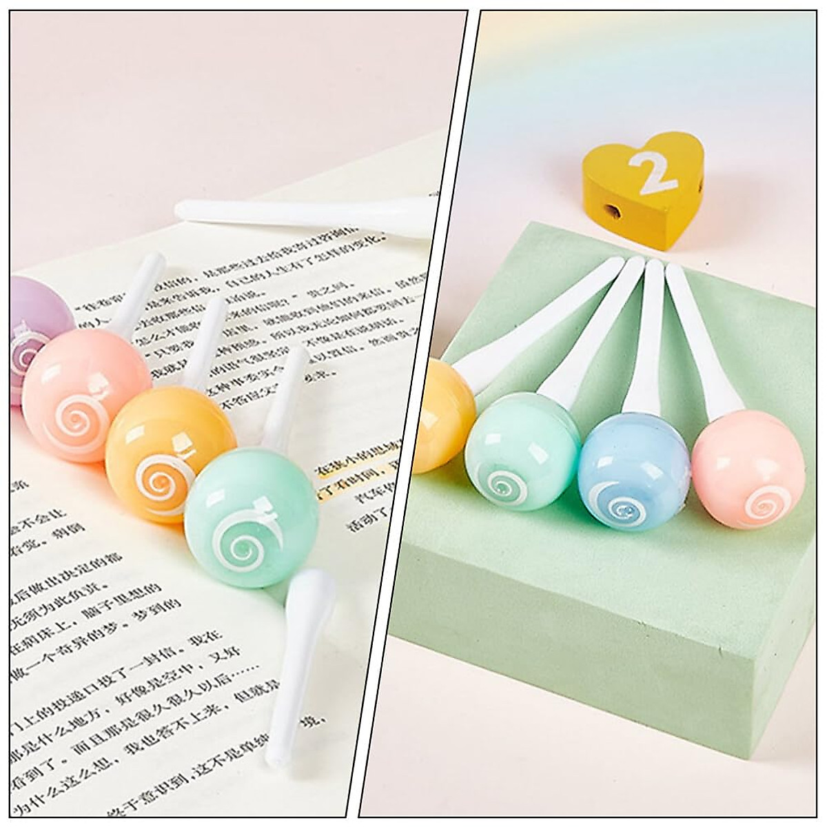EXCEART Highlighters 6Pcs Cute Mini Highlighter Pen lollipop shaped Pastel Color Chisel Tip Gift Highlighter Marker Fine Point Tips for Art Posters Painting Bookmarks
