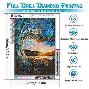 6 Pack Diamond Painting Kits, 5D Diamond Art Kits for Adults Full Drill Diamond Paintings Kit Crafts for Adults Kids Beginners, DIY Beach Diamond Painting Packs Gem Art Home Wall Decor 11.8x15.7inch
