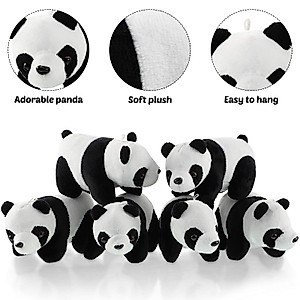 6 Pieces Mini Panda Plush Toy 4 Inch Stuffed Panda Soft Tiny Panda Doll Panda Plush Hanging Pendant Ornament for DIY Keychain Birthday Xmas Decorations Party Favor Chinese Souvenir (Walking Style)