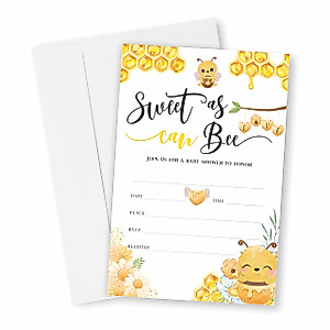 Sweet as Can Bee, Baby Shower Invitation Cards With Envelopes, Invites for Baby Showers and Parties - Pack of 25-（YQK-013）