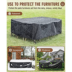 HIRALIY 102.4 Inch Outdoor Furniture Cover, Waterproof Patio Furniture Set Covers, Heavy-Duty Durable Outdoor Table Chair Set Covers 102.4" L x 45" W x 27.5" H