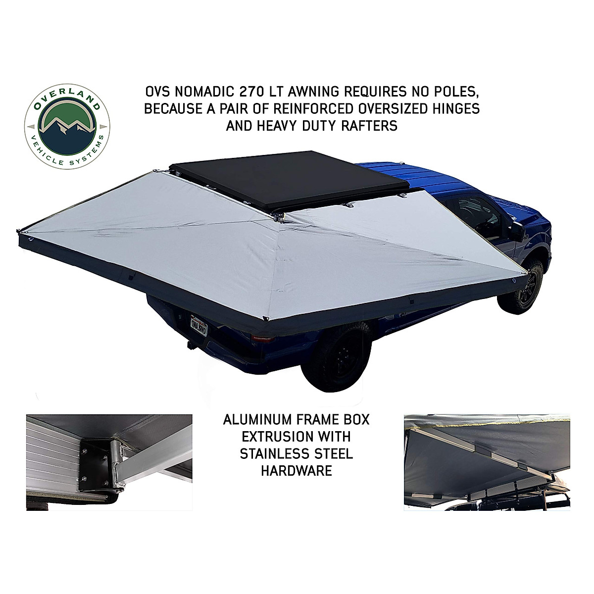 Nomadic 270 LT Awning - Passenger Side - Dark Gray Cover with Black Cover Universal