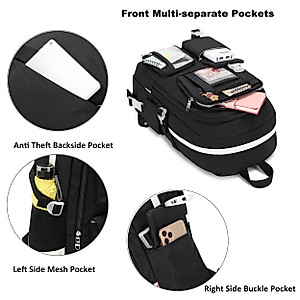 Laptop Backpacks 16 Inch School Bag College Backpack Large Travel Daypack Kawaii Bookbags for Teens Girls Women Students (Black)