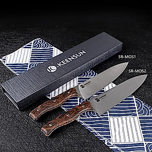 KEENSUN Chef Knife - 8 Inch Professional Kitchen Knife Rust Resistant VG10 Stainless Steel Chef Kitchen Ultra Sharp Cooking Knife,Orange-Black Damascus Pattern G10 Handle,Matte Knife Blade