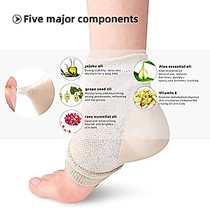 5 Pairs Moisturizing Socks, Foot Heel Socks, Open Toe Socks, Ventilate Gel Spa Socks for Womens (One Size Fits Most, 5 Colors(Green+Pink+Beige+Black+Grey))