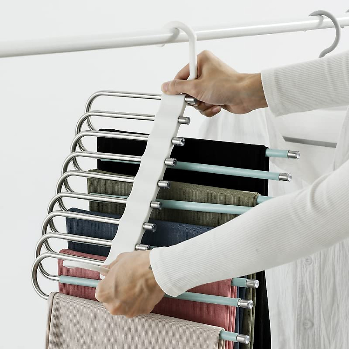 5 Pack - Pants Hangers Space Saving Closet Organizer Pant Hangers Home Organization Hanger Space Saving Hangers Closet Organizers Pants Hanger Pant Hanger Clothes Hangers