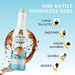 Miss Mary's Madagascar Vanilla Sugar Free Coffee Syrup- Stevia Based, No Sugar Alcohols or Sucralose, No Artificial Sweeteners, Natural Ingredients, Coffee Tea Cocoa Dessert, Keto Friendly, 1 Pack