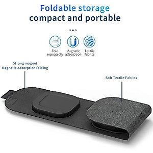 Kocybt 3 in 1 Magnetic Wireless Charger,Foldable Wireless Charger Pad Compatible for 13/13 Pro/13 Pro Max/13 Mini, 12/12 Pro/12 Pro Max/12 Mini, iWatch,AirPods 3/2/Pro,(Adapter Not Included) (Black)