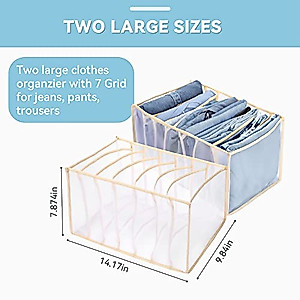 AKEYDIY Wardrobe Clothes Organizer,Extra Large jean organizer for closet,7 Grids Portable Storage Drawer Organizer Clothes,Foldable Mesh Separation Box for Folded Clothes,Pants,Shirts (Upgraded,2 L)