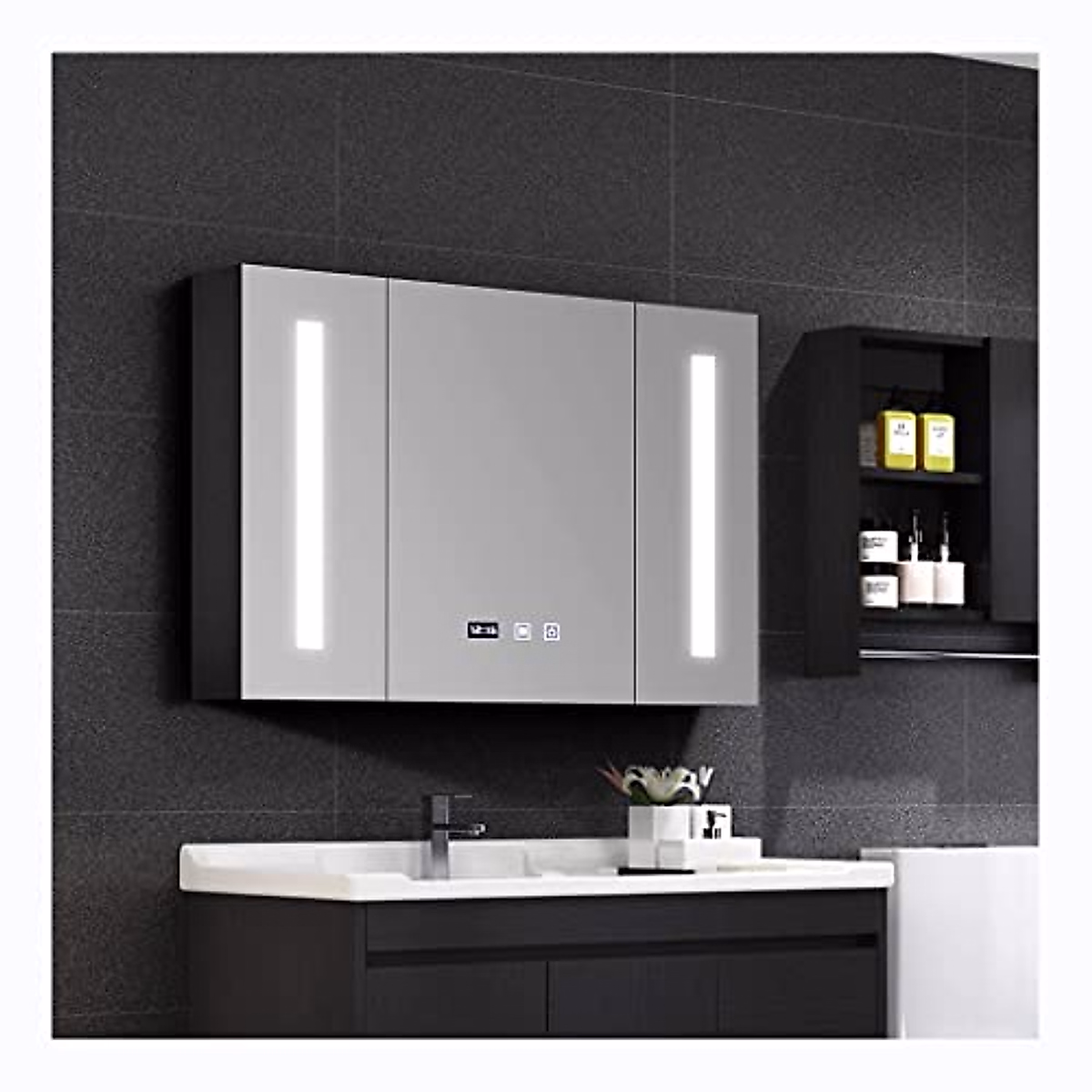 BDDIE Smart Bathroom Mirror Cabinet | Closet | Solid Wood Bathroom Mirror Anti-Fog Vanity Mirror | with Storage Compartment