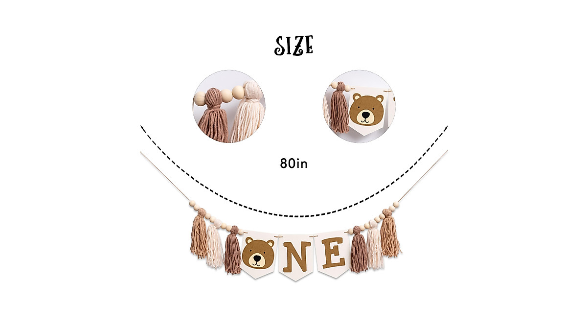 CIEQR Bear Highchair Banner for 1st Birthday