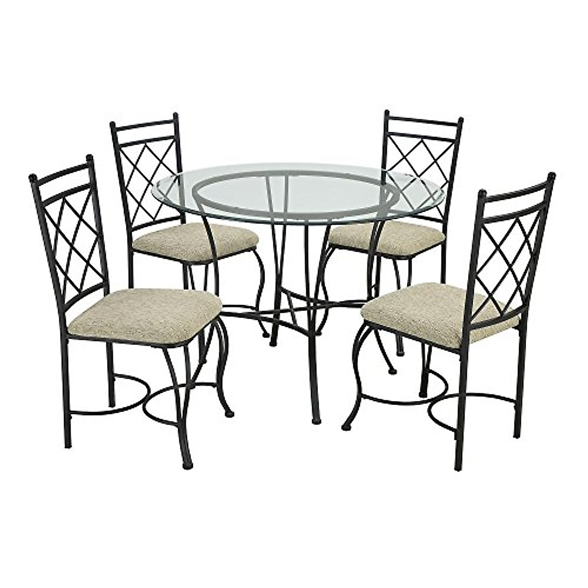 Dorel Living Jersey 5-Piece Dinette, Black/Beige