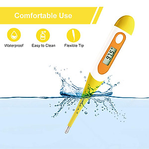 Digital Oral Thermometer for Adults Baby Infant Thermometer,Easy@Home Medical Thermometer,Basal Body Temperature Thermometer for Rectal Mouth Underarm with Fever Alarm EMT-021-Yellow