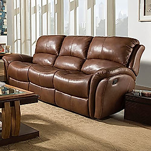 Hanover Yellowstone 100% Leather Double-Reclining 3-Seater Sofa, HUM002SF-GB, 42.000, Brown, Golden
