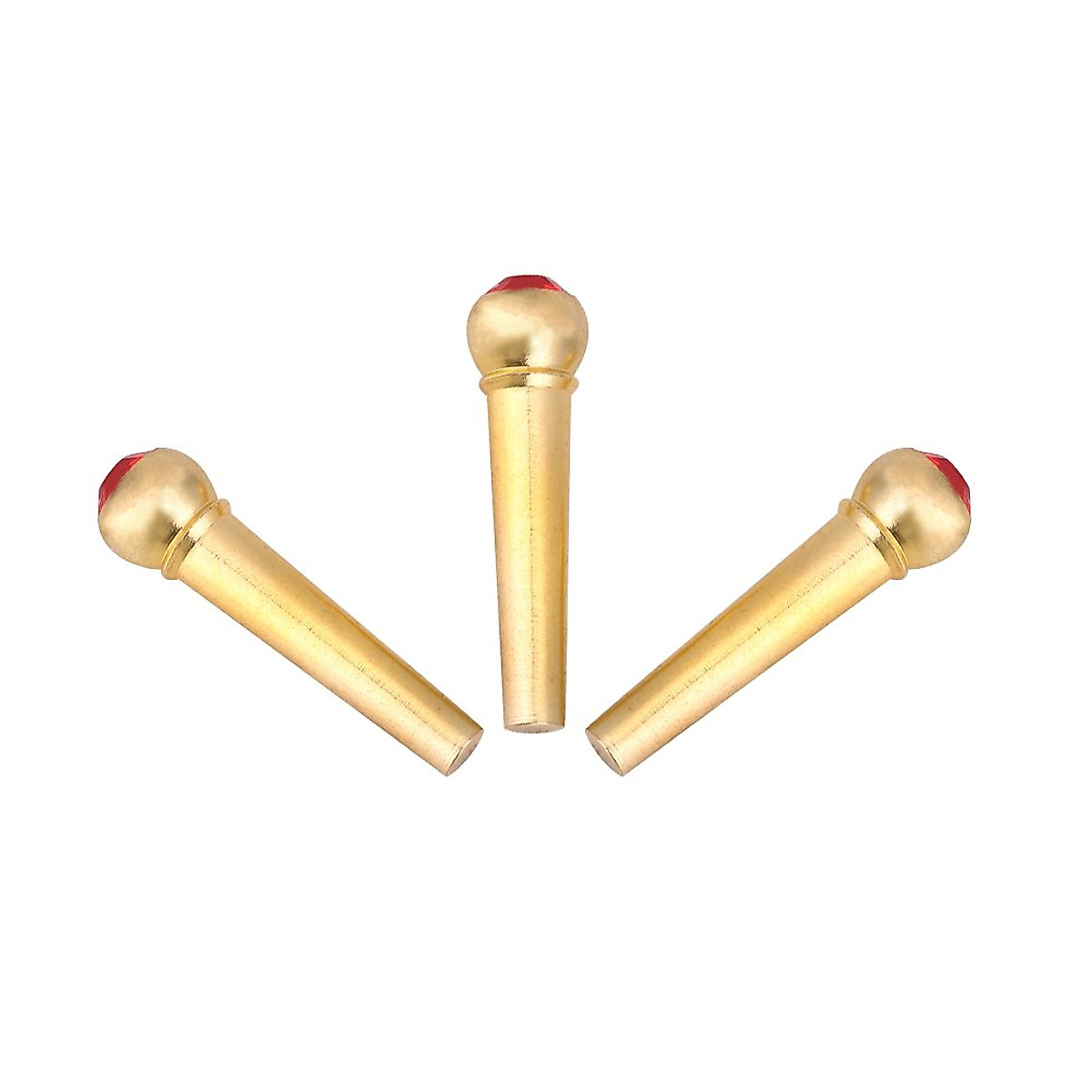 6Pcs Bridge Pin Copper Material Folk Acoustic Guitar Bridge Pin Peg Nail with Colorful Crystal Glass Dot(Red)