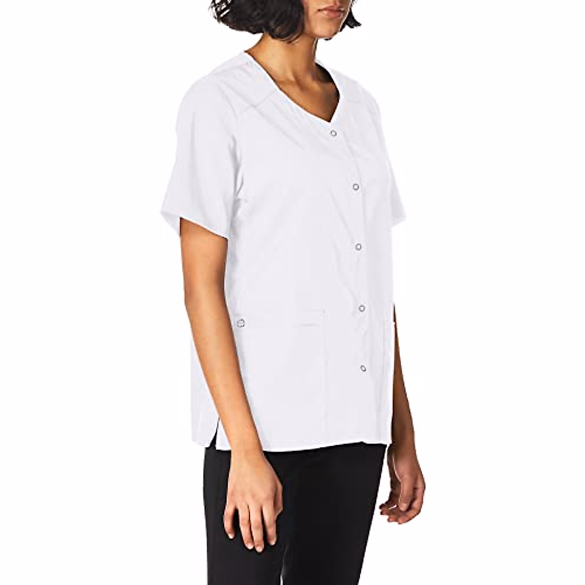 WonderWink Women's Wonderwork Short Sleeve Snap Jacket, White, X-Large