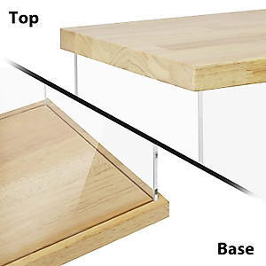 Clear Acrylic Display Case with Solid Butcherblock Base and Top for Trophy, Collectibles, Assemble Cube Display Box Stand Dust Proof Protection Showcase for Action Figures Toys - by BenchPro