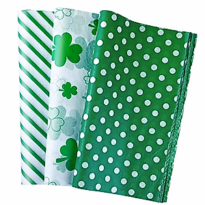 PLULON 60 Sheets Saint Patrick Gift Wrapping Tissue Paper Birthday, Tissue Paper for Home, Kitchen, DIY Crafts, Wrapping Accessory (Green)
