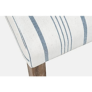 Jofran Eastern Tides Upholstered Parsons Dining Chair, Off-White with Blue Stripes