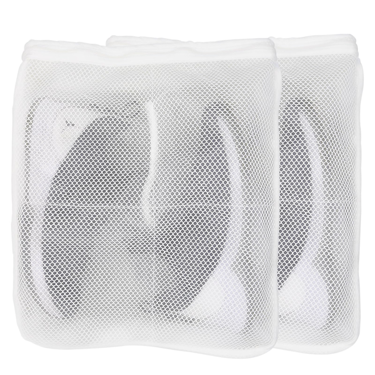 2Pcs Large Shoes Laundry Bags for Washing Machine, Fits Sneaker up to Size 14, Double Layer Mesh 16x14x3 inch Wash Bag with Built-in Divider