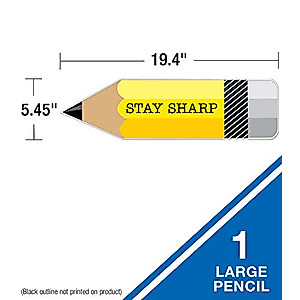 Schoolgirl Style Black, White and Stylish Supplies Bulletin Board Set?Notepad, Pencils, Pencil Pouches, Apple, Paper Clips, Scissors, Eraser, Glue Cutouts (23 pc)