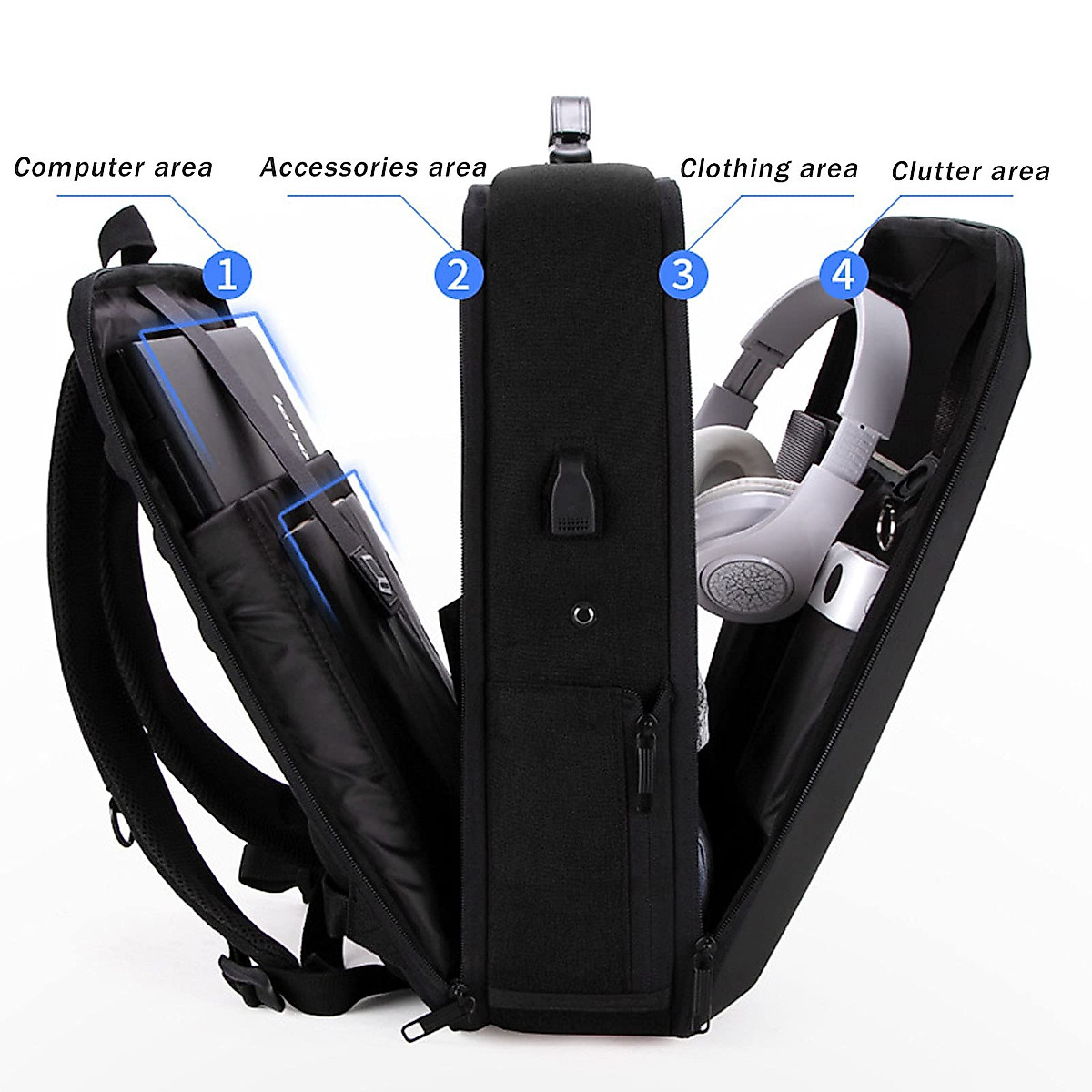 DUTUI 17.3 Inch Laptop Bag Backpack E-Sports Backpack Hard Shell Travel Backpack is Waterproof, Suitable for Travel/Gaming Lovers,Red