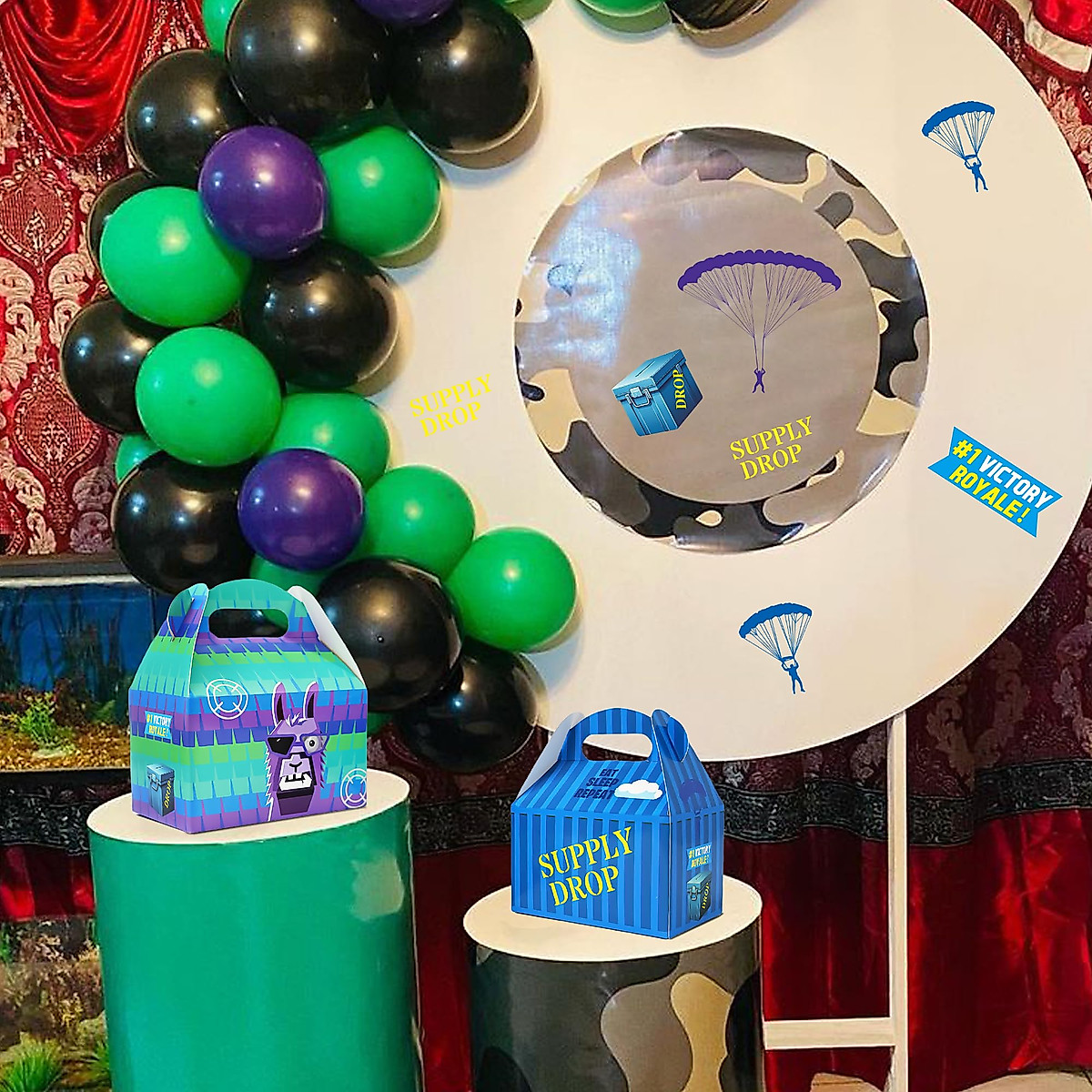 Video Game Llama Goodie Bags, 16 Pcs Treat Boxes Cookie Gable Boxes with Handle Party Boxes for Battle Gamers Birthday Party Supplies Decorations Favors(5.9 x 3.5 x 3.6 Inch)