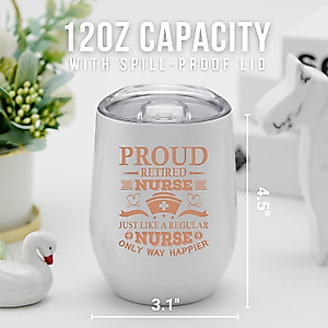 Onebttl Nurse Retirement Gifts for Women, Retirement Gifts for Women 2023, Insulated 12oz Stainless Steel Tumbler with Lid, Proud Retired Nurse Tumbler/Mug/Cup, Gift Box Included