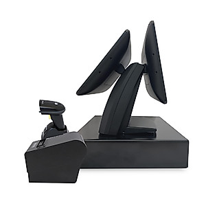 All-in-One SmartPOS-129 Professional Cash Register for Small Business, POS Bundle Includes: Cashier Touch Screen Monitor, Customer-Facing Display, Cash Drawer, Scanner, Printer