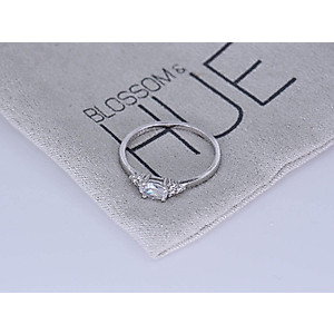 Blossom and Hue Sterling Silver 925 6x4mm 0.5 Carat Oval Cut 3-Stone Engagement Ring CZ Promise Women Bridal Wedding Ring