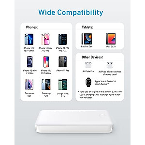 Anker 335 Power Bank (PowerCore 20K), 20W Portable Charger with USB-C Fast Charging, Works for iPhone 13/12 Series, Samsung, iPad Pro, AirPods, Apple Watch, and More (White)