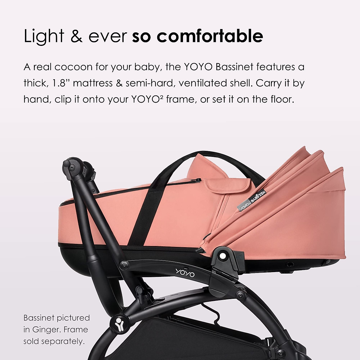 Babyzen YOYO 0+ Bassinet, Aqua - Includes Thick Double Mattress, Ventilated Shell & Canopy - Requires YOYO2 Frame (Sold Separately)