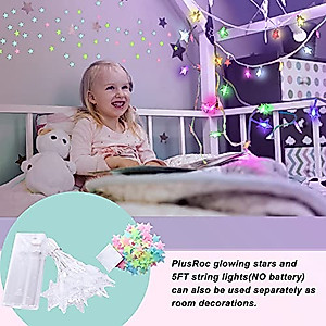 PlusRoc Stuffed Animal Storage Net Or Hammock With LED Star Light And Glow Stars, (Purple) Corner Toy Organizer Holder Bags For Kids Room Bedroom Wall Décor