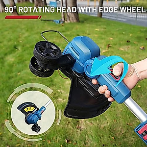 String Trimmer/Edger, Enhulk 20V 12'' Cordless Weed Wacker with Auto-Feed, 2.0Ah Electric Weed Eater, 2 in 1 Grass Edger for Lawns/Yard(Fast Charger Included)