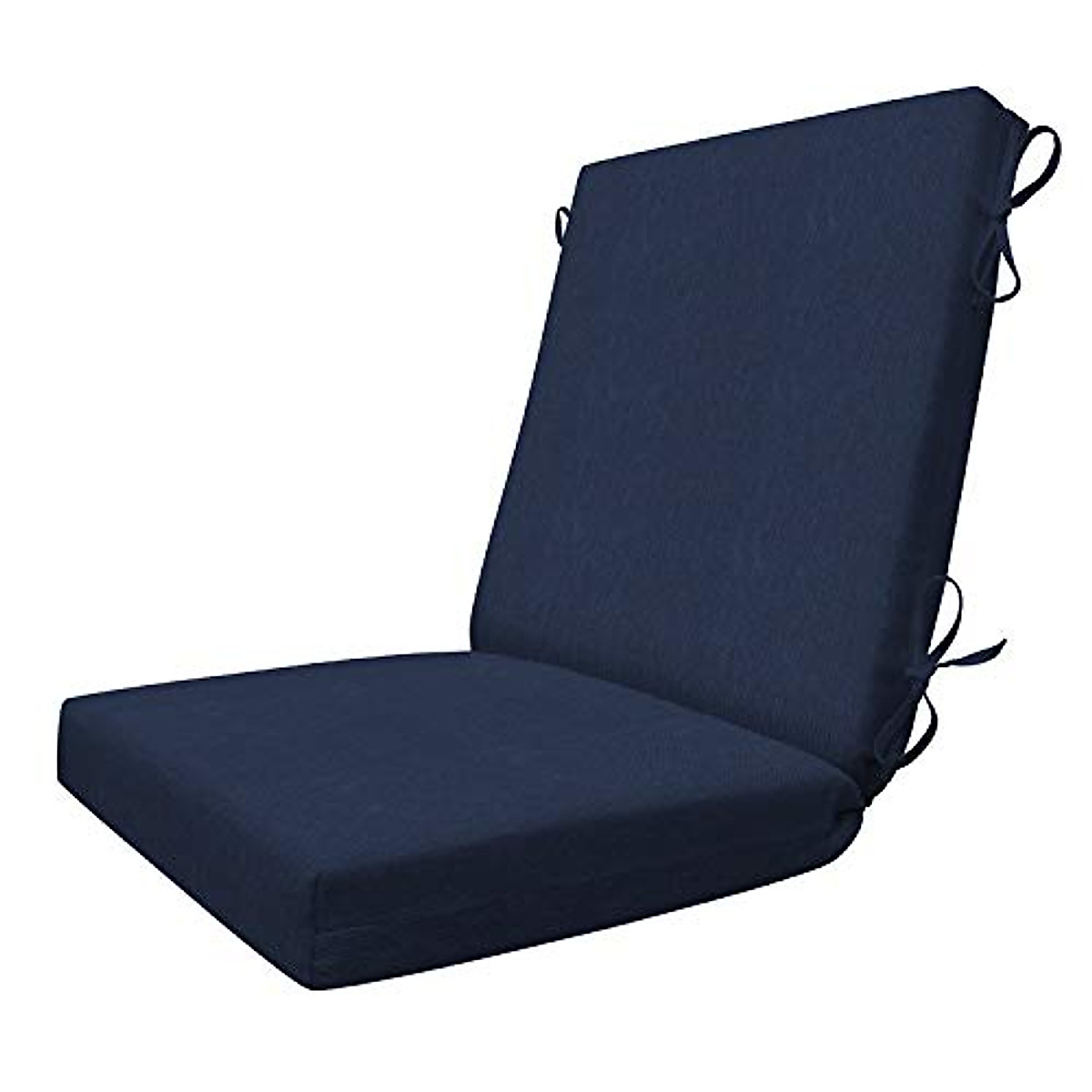 Honeycomb Indoor/Outdoor Textured Solid Indigo Blue Highback Dining Chair Cushion: Recycled Fiberfill, Weather Resistant, Reversible, Comfortable and Stylish Patio Cushion: 21" W x 42" L x 4" T