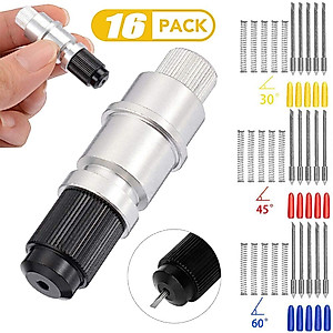 Eovuasclk 30 Pcs 30/45/60 Degree Blade Vinyl Cutter Plotter Cutting Blades for CB09 CB09U Graphtec with Blade Holder Base, Yellow&red&blue
