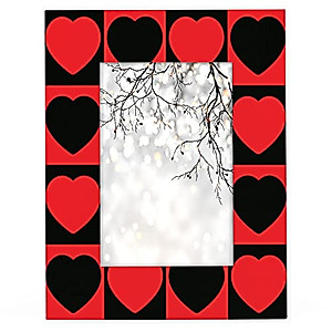 Red Black 5x7 Picture Frame Love Heart Wood Photo Frames for Table Top Display Wall Mounting Fits 5x7 Pictures Home Office Decor