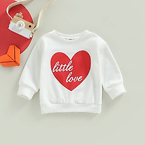 Toddler Baby Girl Boy Valentine's Day Sweatshirt Little Love Heart Pullover Tops Casual Unisex Baby Outfit (Heart Shape, 0-6 Months)