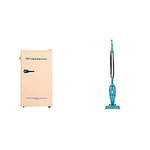 Frigidaire Retro Bar Fridge Refrigerator with Side Bottle Opener, 3.2 cu. Ft, Coral + Bissell Featherweight Stick Lightweight Bagless Vacuum With Crevice Tool, 2033